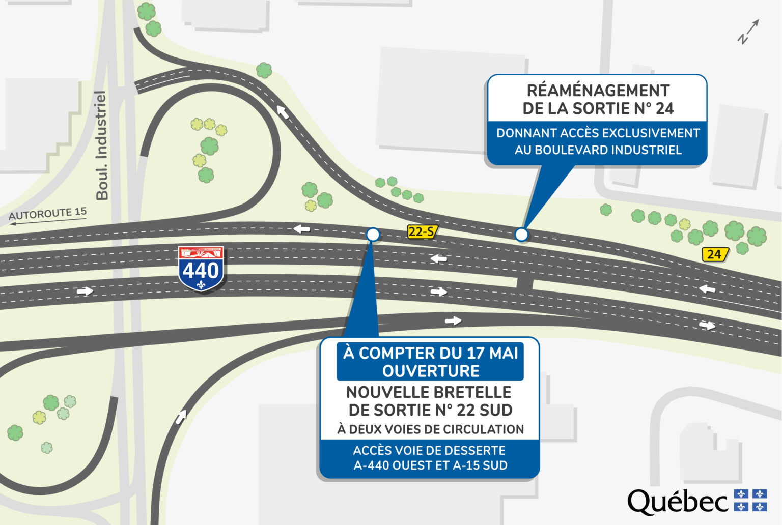 Autoroute 440 (Jean-Noël-Lavoie) à Laval - Ouverture de la nouvelle ...
